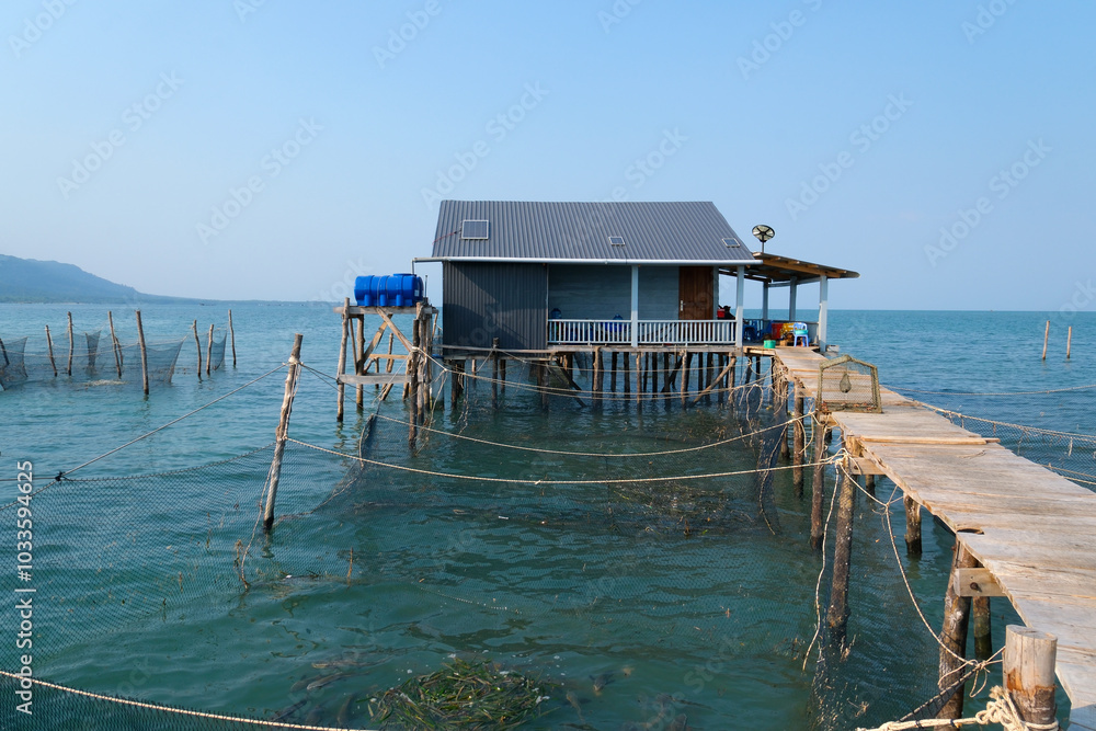 Beautiful natural scenery of fish farm. Tourist attractions . Fish farm ...