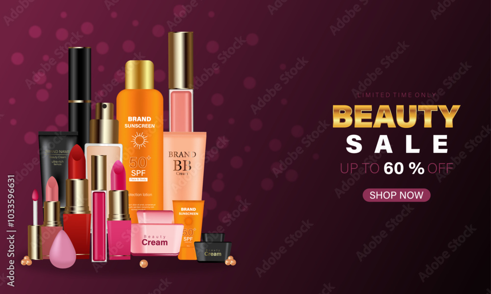 Cosmetics sale promotion template design, Advertising template for ...