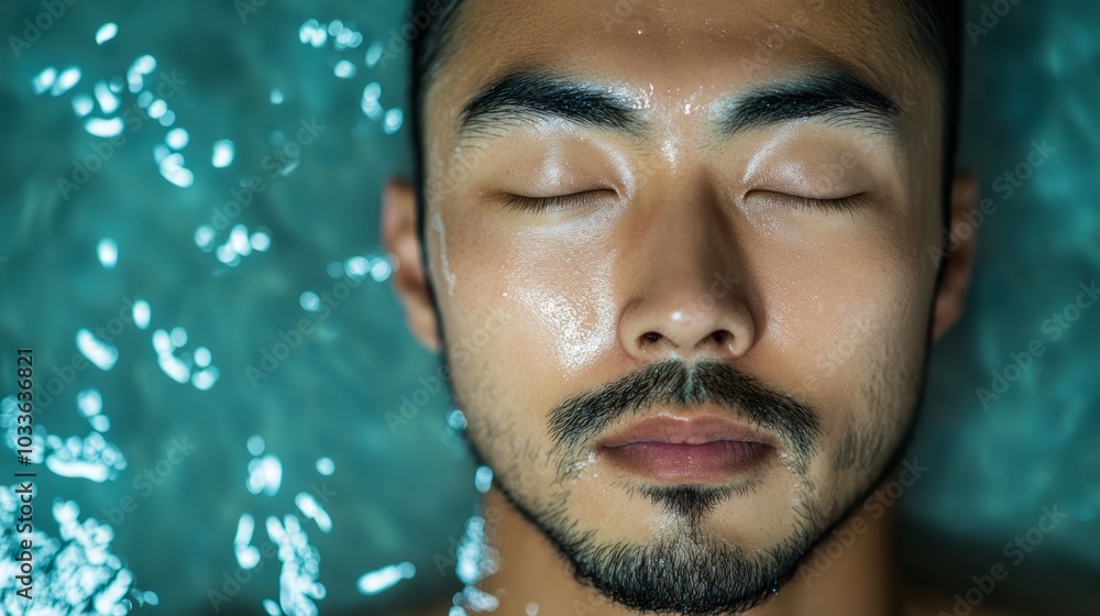 Asian man on spa procedure. Asian man in spa salon. Asian self-care ...