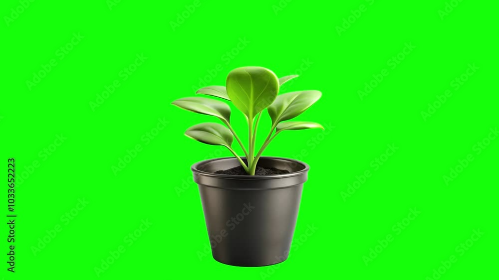 plant in a pot green screen animation motion graphic with chroma key ...