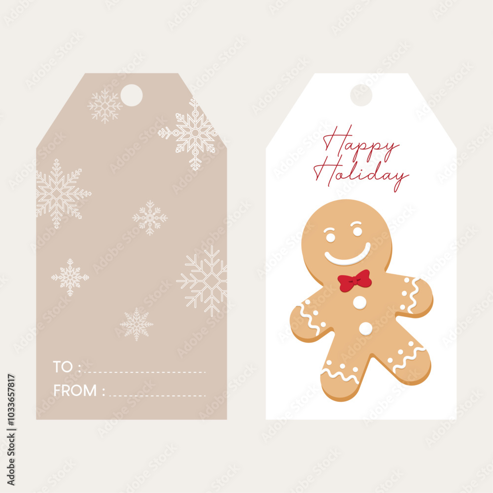 Printable christmas tag labels with front and back sides. Vector ...