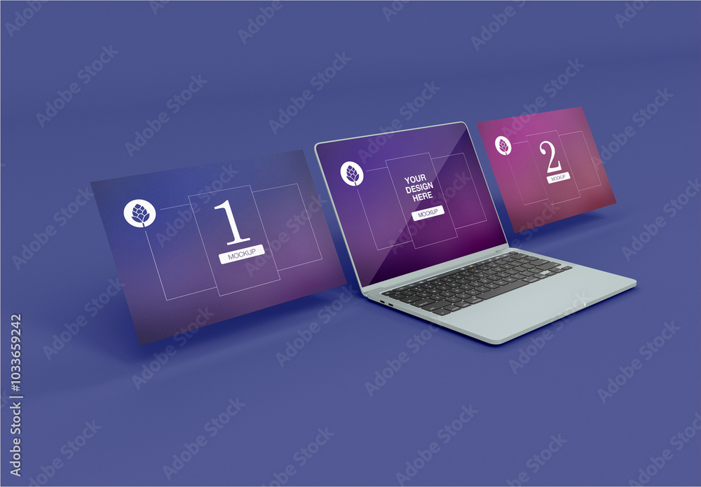 Laptop Perspective Ui Screens Mockup Stock Template | Adobe Stock
