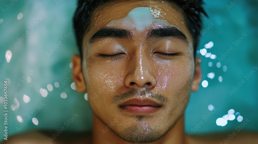 Asian man on spa procedure. Asian man in spa salon. Asian self-care ...