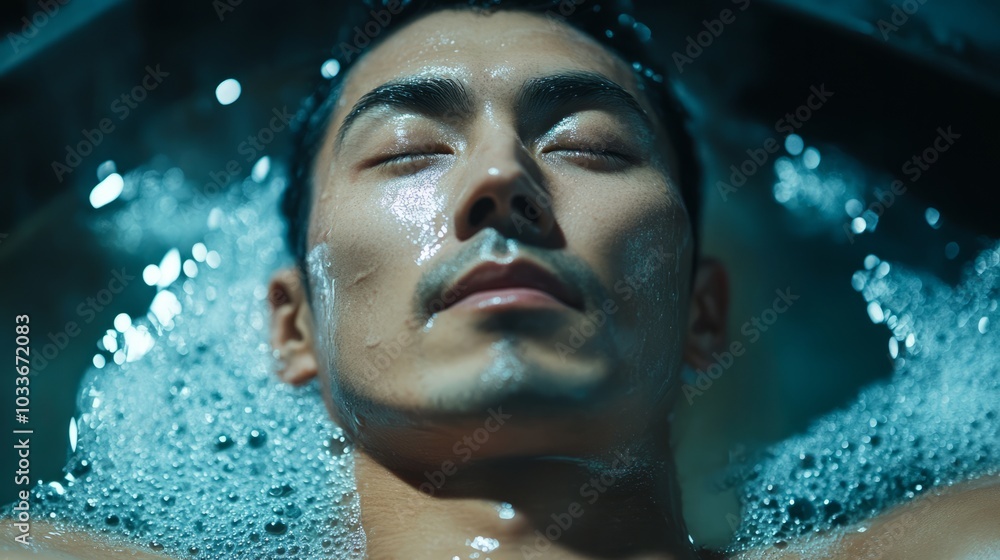 Asian man on spa procedure. Asian man in spa salon. Asian self-care ...