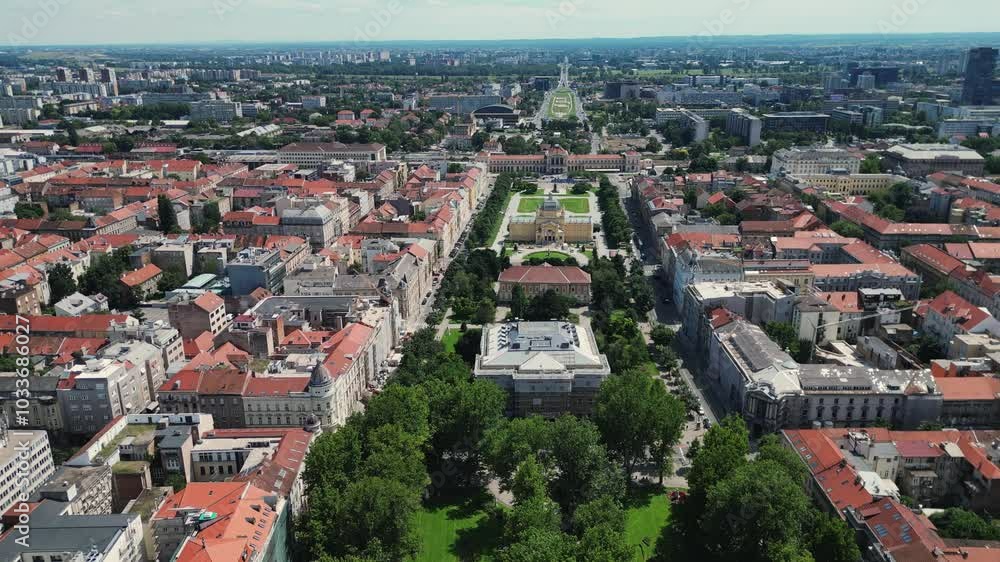 Lenuci Horseshoe. Green zone of Zagreb historic city center aerial view ...