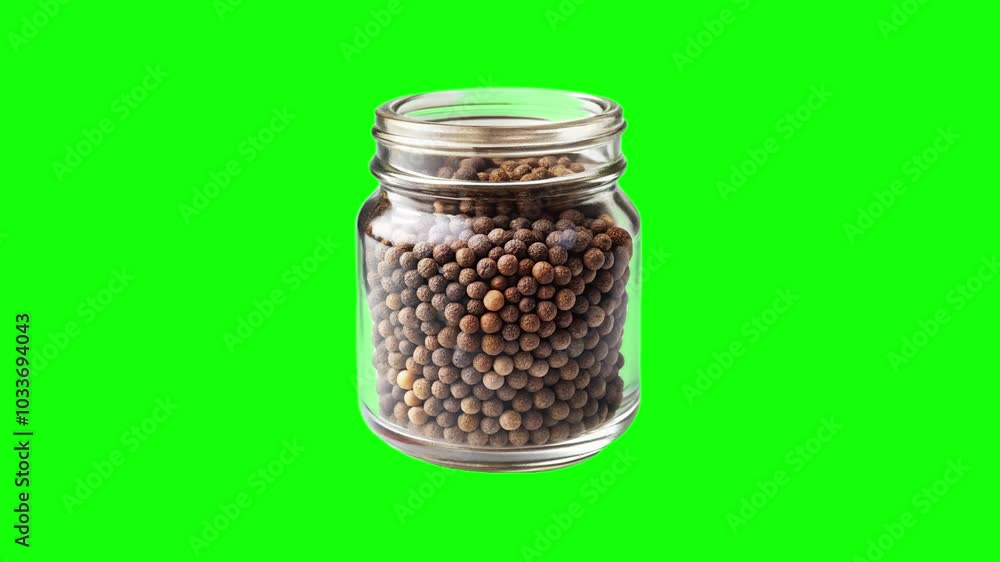 jar with beans on white green screen animation motion graphic with ...