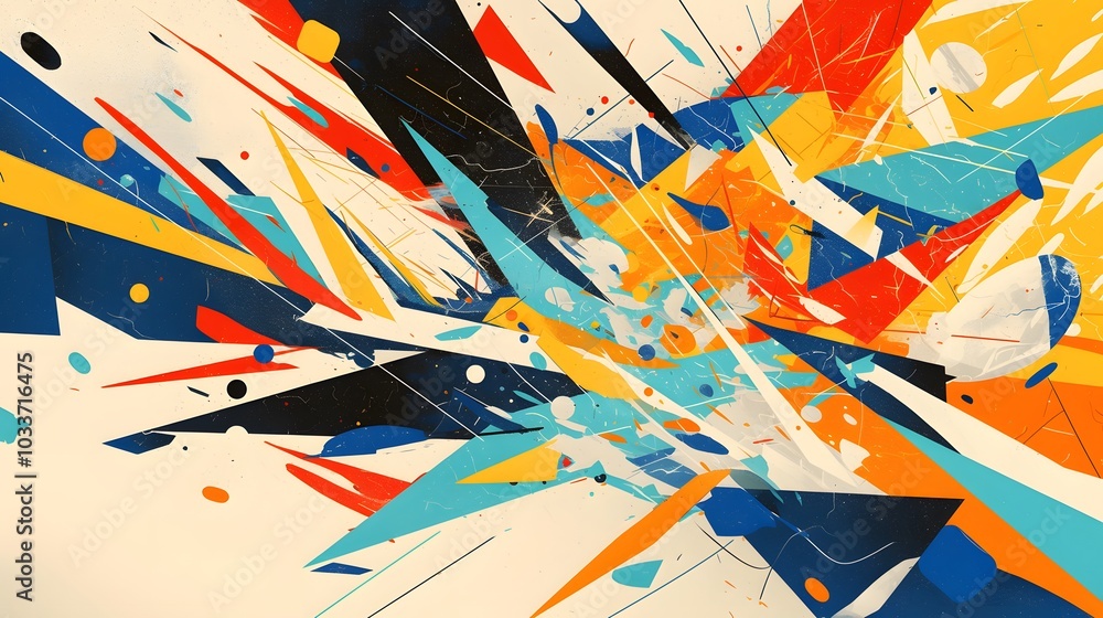 Angular, sharp lines intersect and diverge in a precise dance, with ...