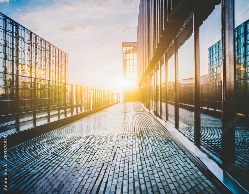 Low angle view of futuristic architecture and glass facade. Details of ...