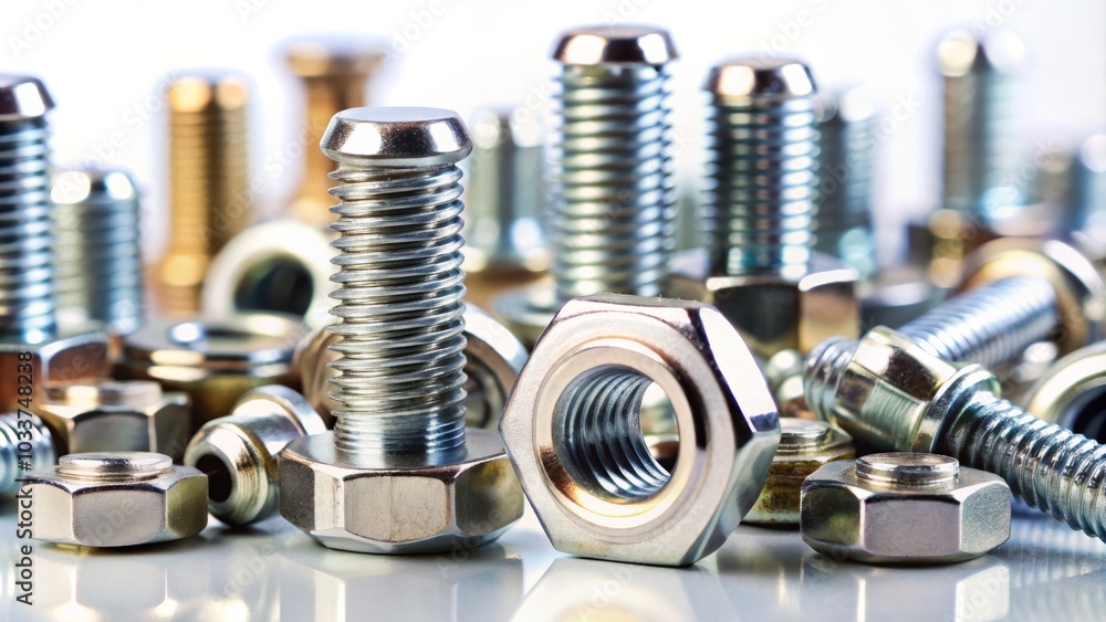 High-Quality Tilt-Shift Photography of Bolts and Nuts Isolated on White ...