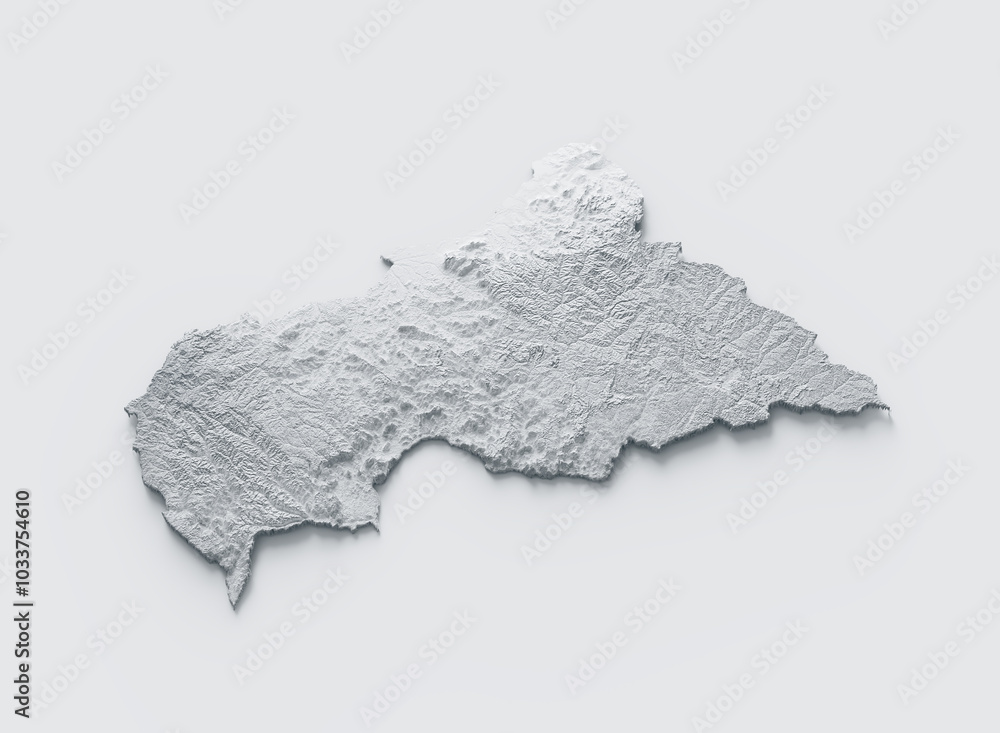 Central African Map Gray And White Shaded Relief Textured Map On White ...