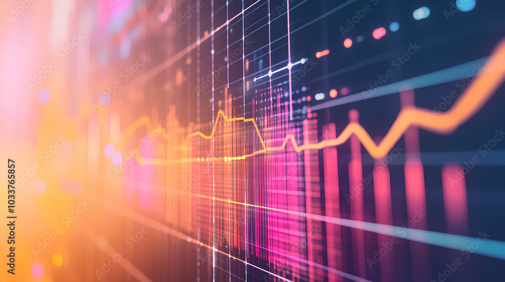 vibrant detailed graph with multiple line charts overlaid on a bar ...