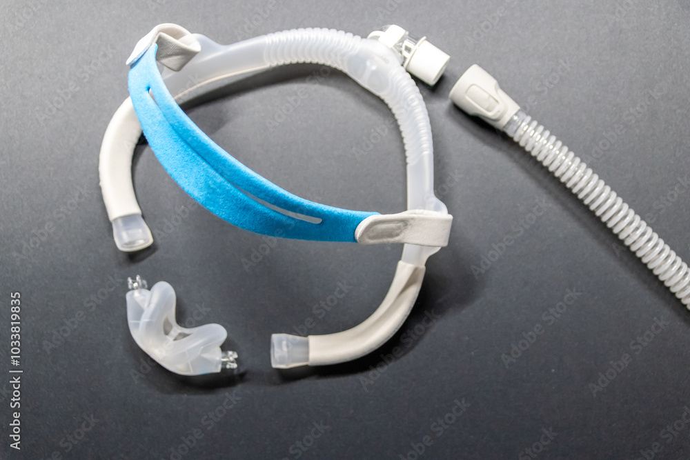 CPAP nose mask or CPAP nose mask headgear for cpap machine against ...