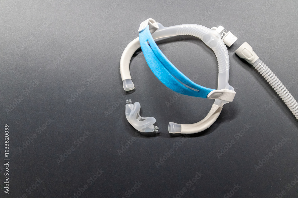 CPAP nose mask or CPAP nose mask headgear for cpap machine against ...