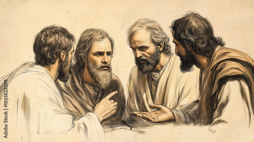 Biblical Disciples Privately Questioning Jesus About His Teachings on ...