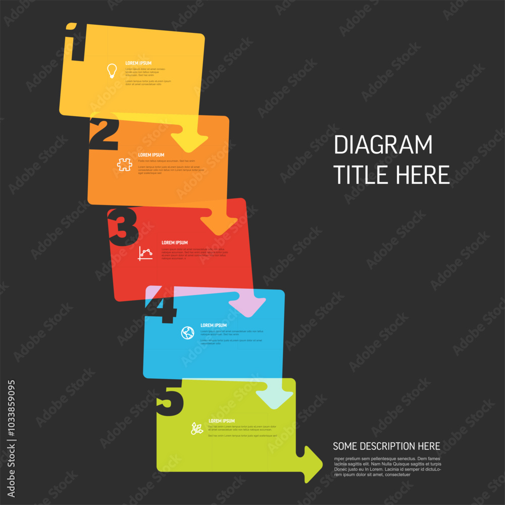 Vector steps infochart template with highlighted rectangle blocks with ...