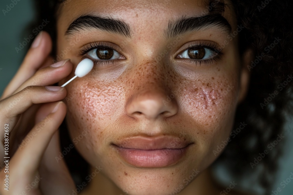 An engaging close-up portrait of a woman with pronounced facial ...