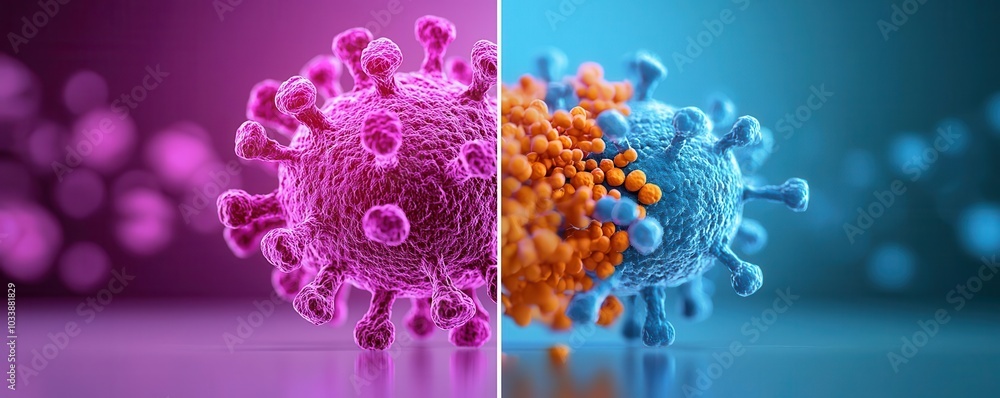 A detailed side-by-side comparison of normal versus diseased cells ...