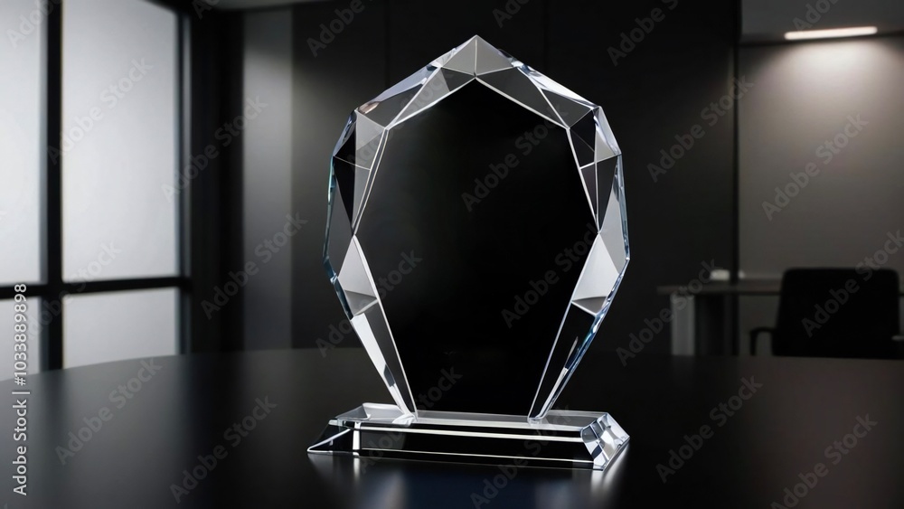 A crystal award. The winner received an acrylic crystal prize. Making a ...