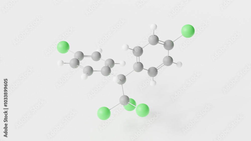 ddt molecule 3d, molecular structure, ball and stick model, structural chemical formula ...