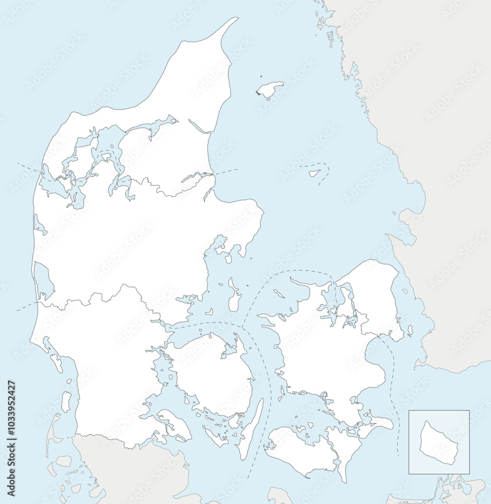 Vetor de Vector blank map of Denmark with regions and administrative ...