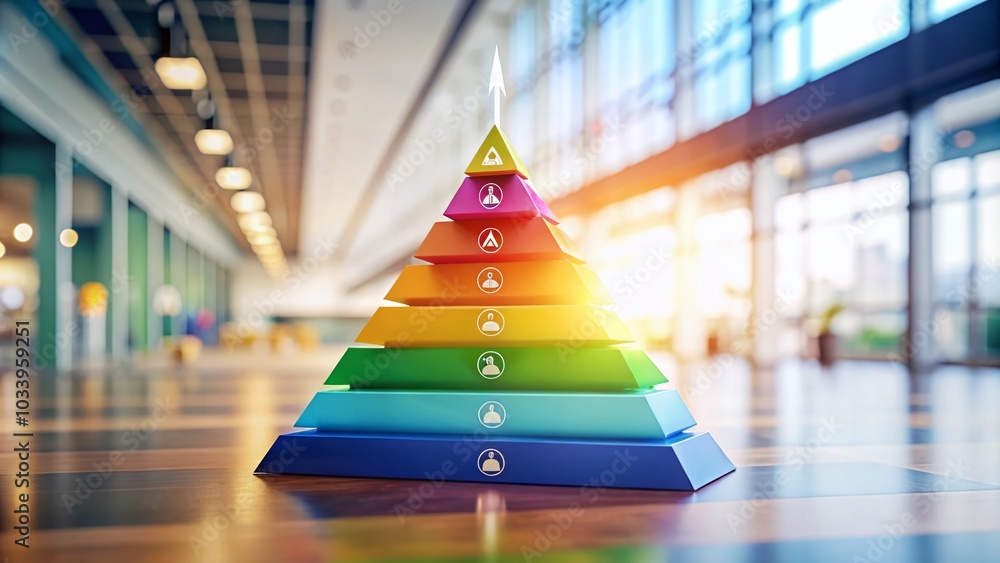 Business Pyramid Chart Infographic with 4 Steps for Company Hierarchy ...
