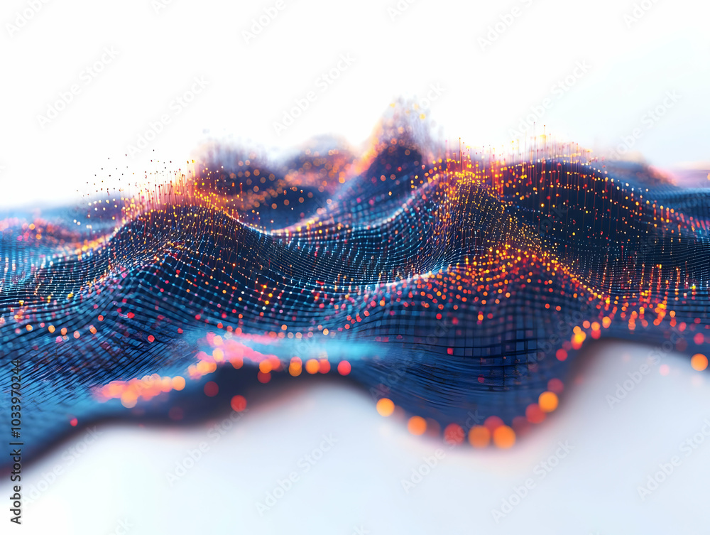 ภาพประกอบสต็อก Flat Holographic 3D Election Map with Data Waves ...