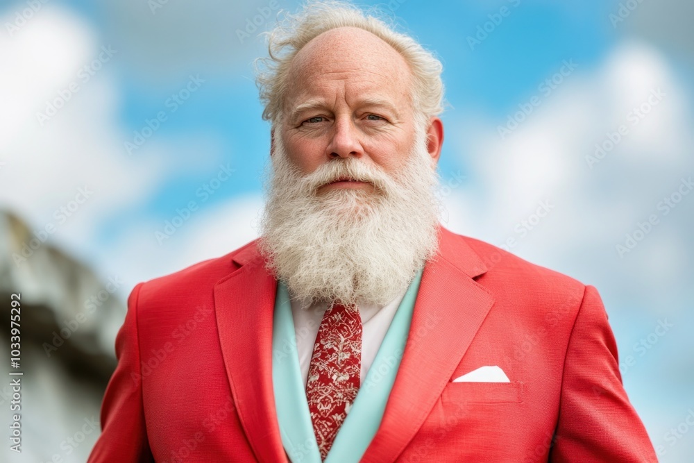 Santa Claus Standing Proudly at the North Pole, Dressed in His Iconic ...