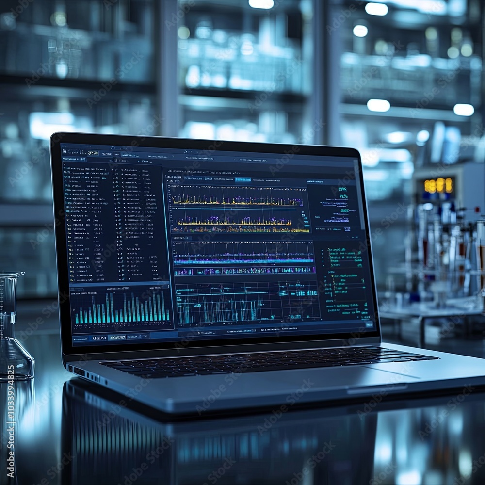 DNA sequencing analysis software on a laptop from the genetic ...