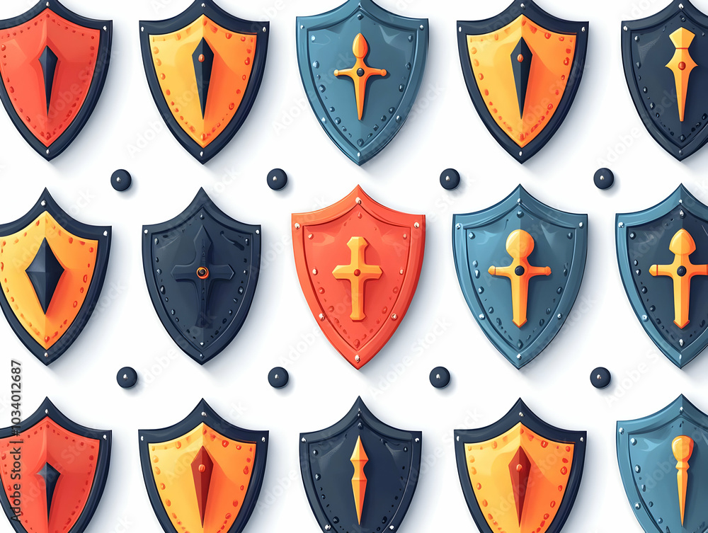 Minimal Design of Overlapping Shield Icons Creating a Force Field ...