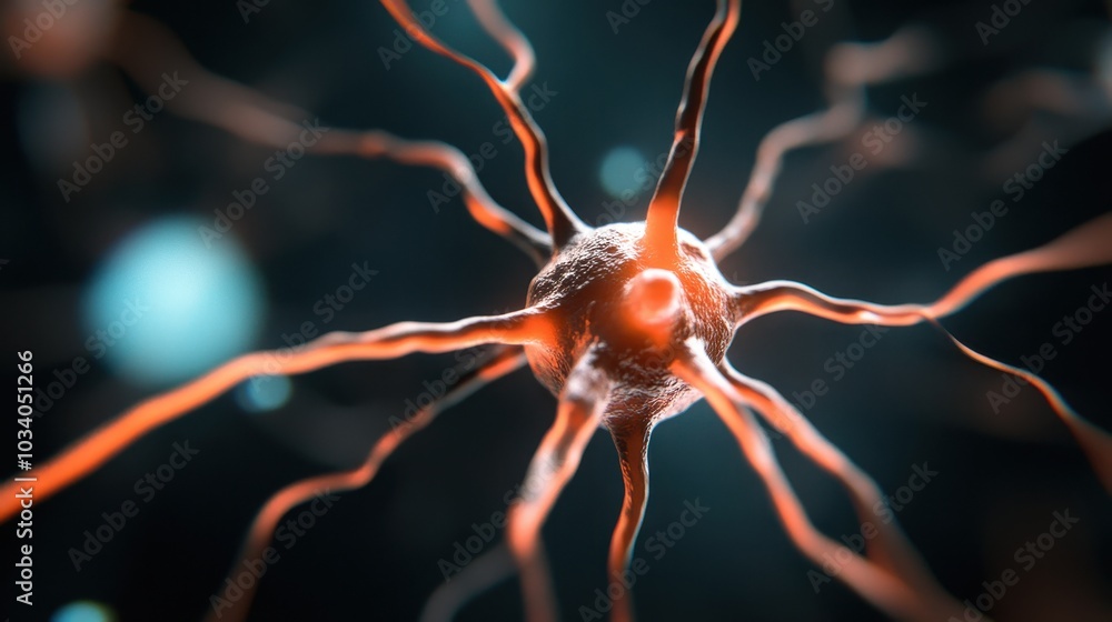Microscopic zoom on a neuron’s synaptic cleft during neurotransmitter ...