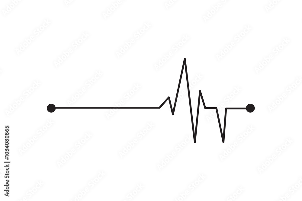 Heart beat one line. Continuous lines heart beats drawing. Wave pulse ...