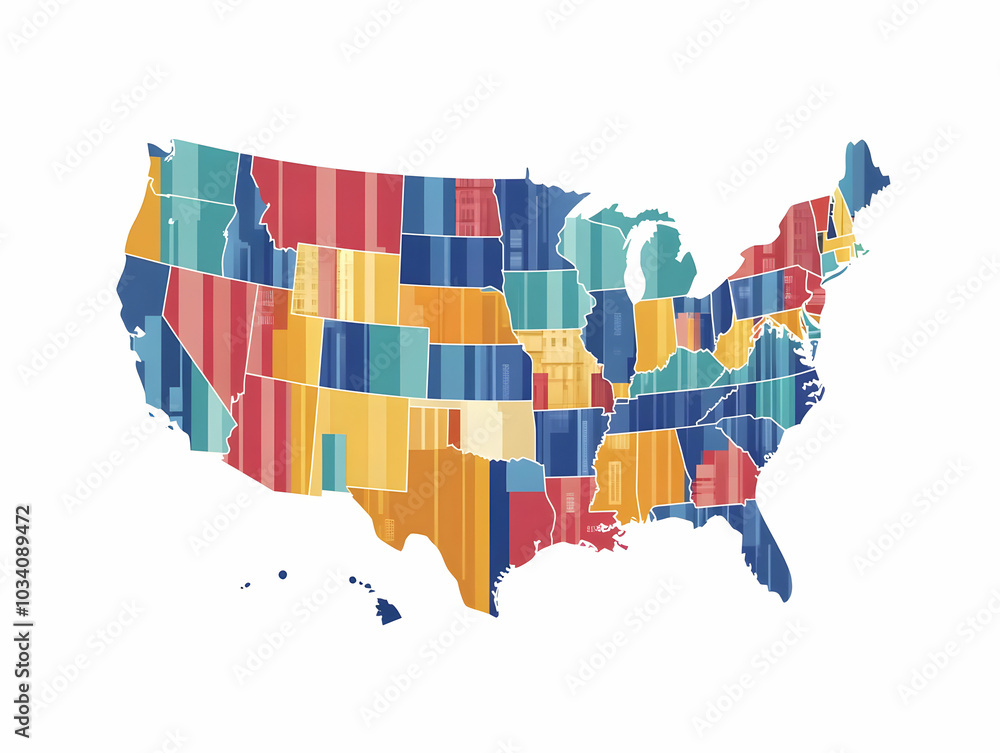 Flat Abstract Electoral Map Animation Concept: Wide Shot of Animated ...