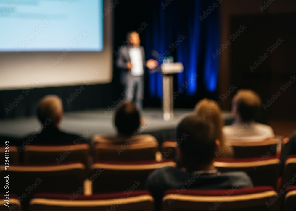 Presenter Presenting on Stage at Conference Meeting. Professional ...