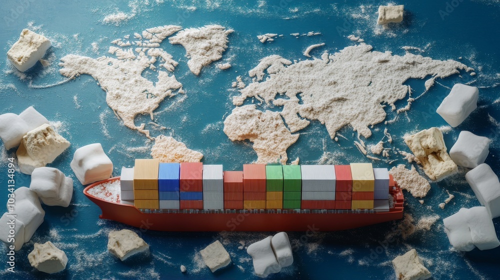 Global Trade Disruption, a shattered world map surrounded by floating ...