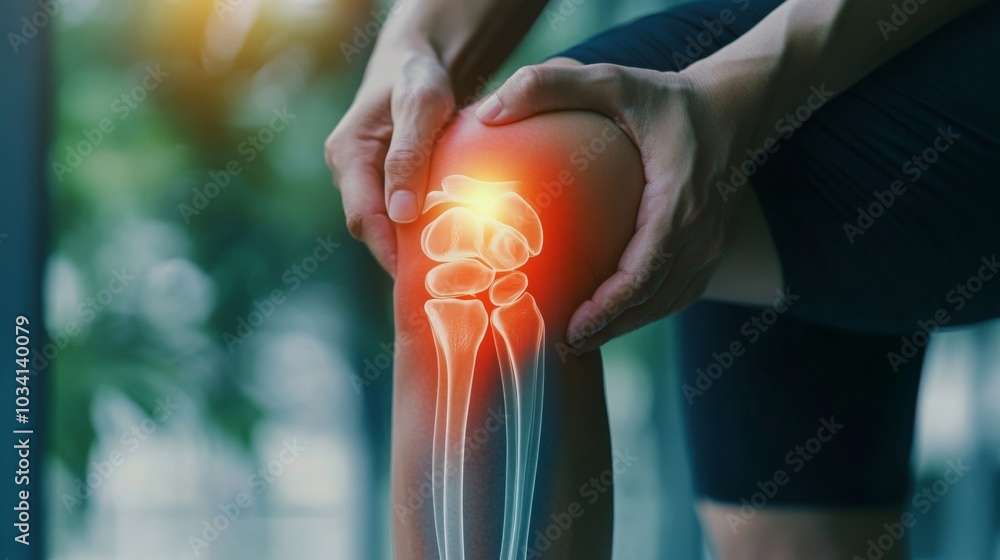 A person sits with one leg bent, holding their knee to indicate ...