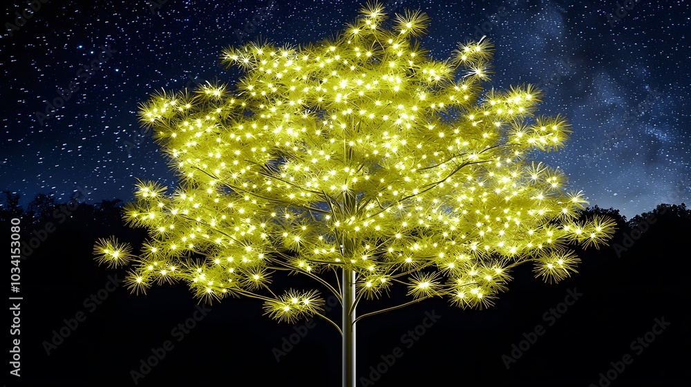Foto de Magical Starlit Night: Picture a tree outdoors under a starry ...
