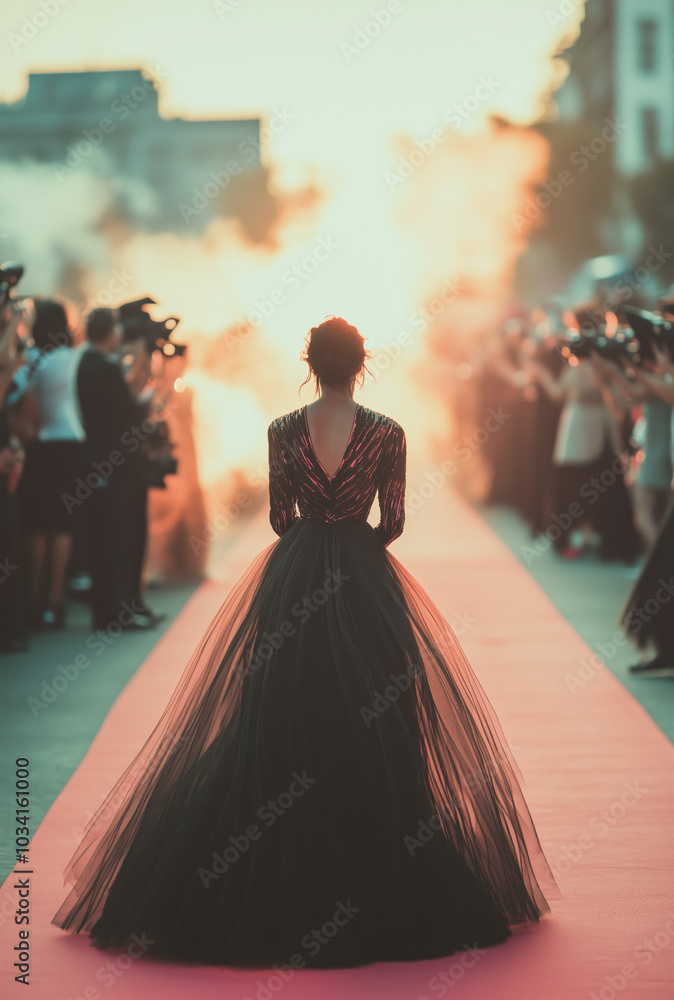 Oscar award red carpet event party with crowd and paparazzi background ...
