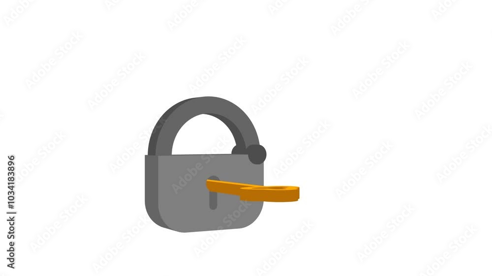 animated key to open a locked padlock . animation video footage ...