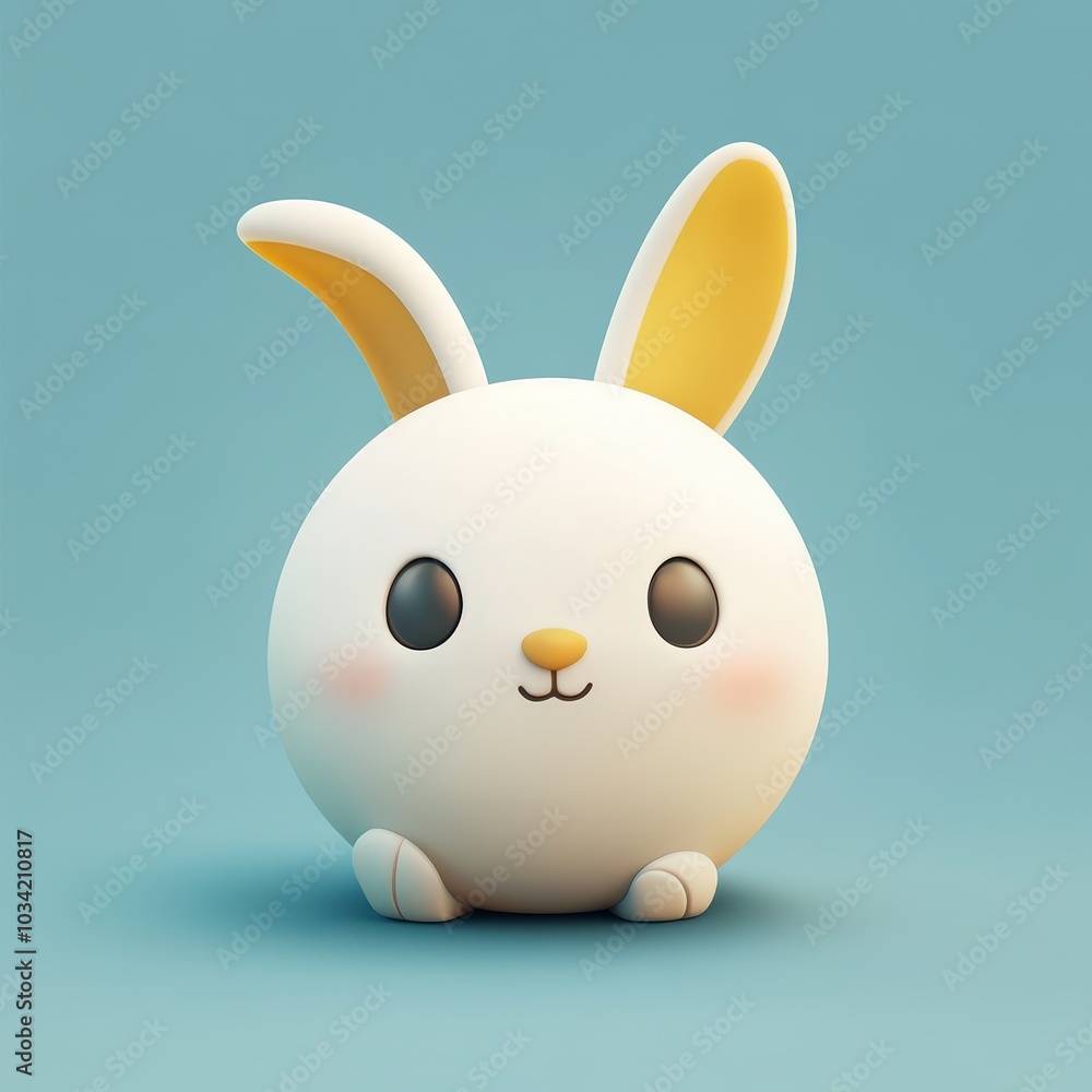 Cute cartoon rabbit character with round body, large ears, and a ...