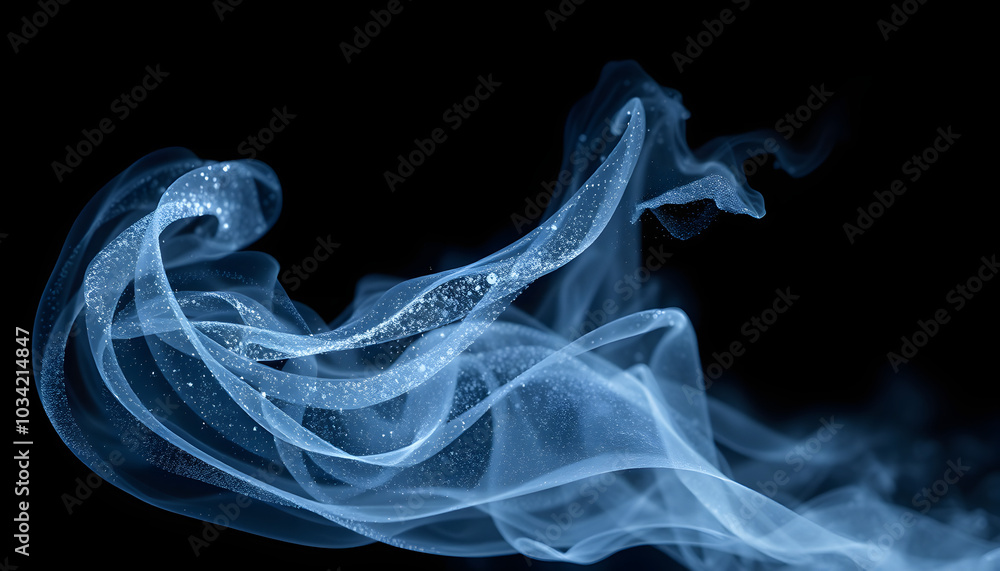 Glitter mist. Paint water splash. Magic spell. Blue silver gray color ...