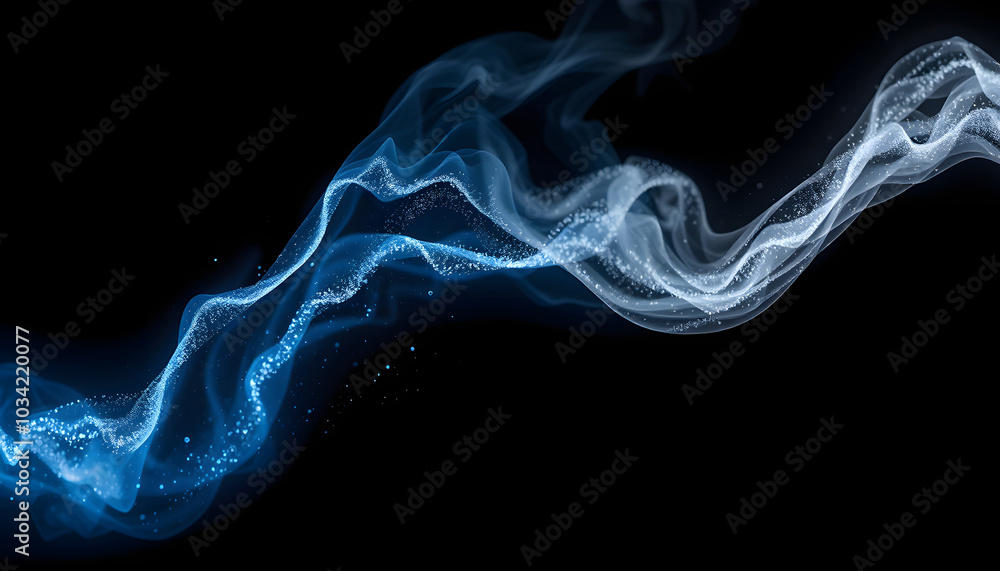 Glitter mist. Paint water splash. Magic spell. Blue silver gray color ...