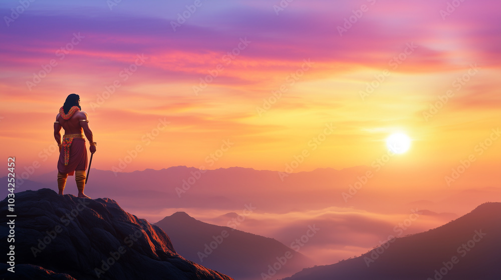 Powerful Hanuman Overlooking the Divine Landscape Lord Hanuman ...