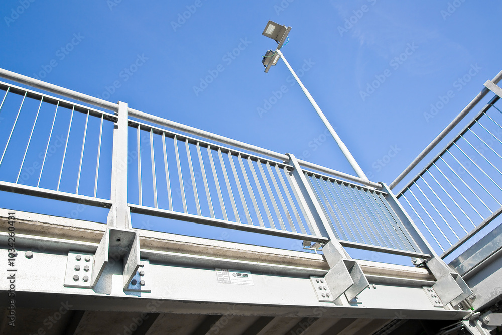 Detail of a new customizes prefabricated railing structure, steel ...