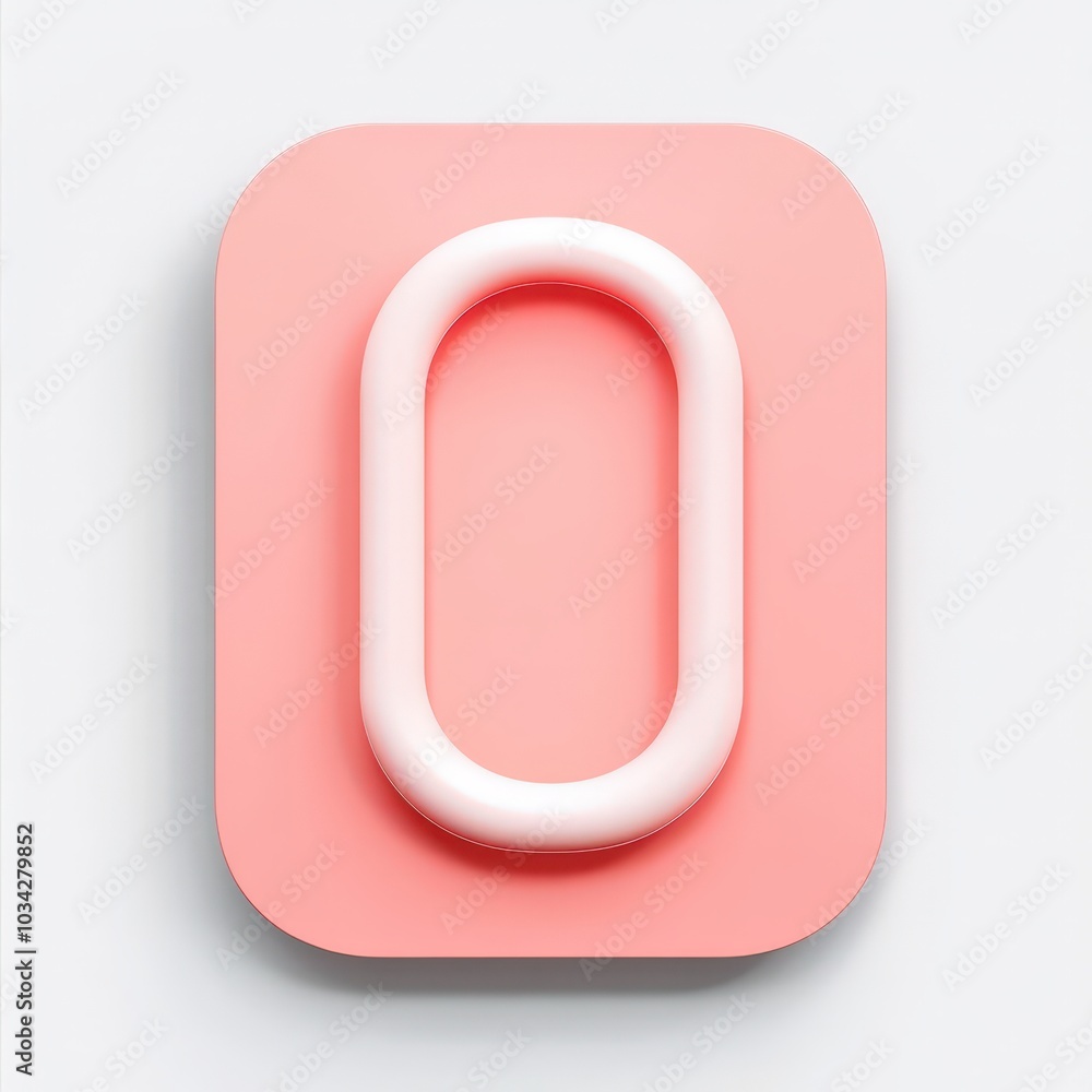 Stylized number '0' on a soft pink background. Modern design element ...