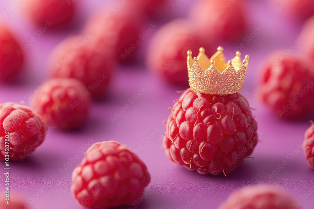 Royal Raspberry Reign, a majestic raspberry crowned, presiding over a ...