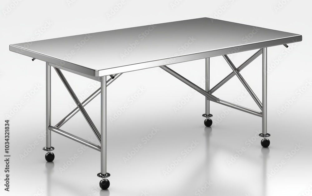 Clean and sturdy stainless steel table, minimalistic design for ...