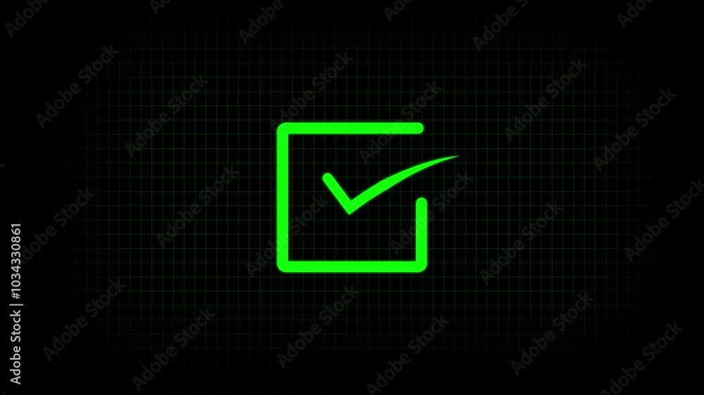 Check mark verified selection, approve and confirm sign in rectangle ...