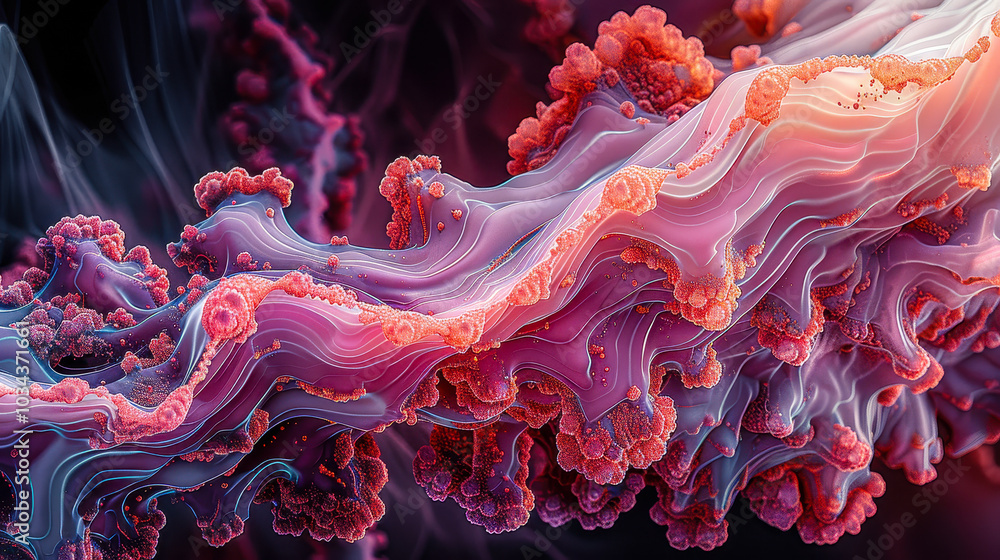 Abstract artistic depiction of endometriosis and menstruation-related ...
