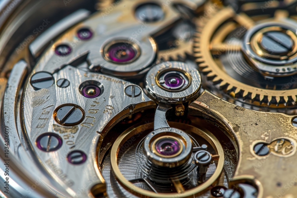 Close examination reveals the complex inner workings of a mechanical ...