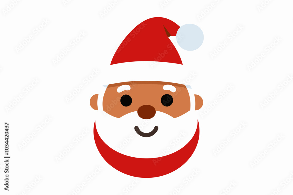 Santa Claus face, cartoon Christmas icon, cute winter noel head, Santa ...